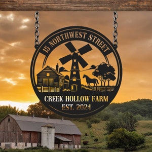 Custom Windmill Farm Sign, Custom Metal Farm Sign, Windmill Wall Decor ...
