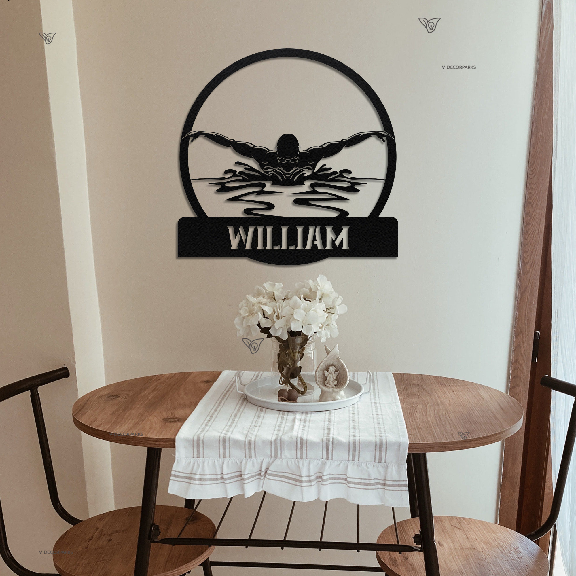 Custom Swimming Sign With Led Light, Swimming Gifts, Swimmer Name Sign ...