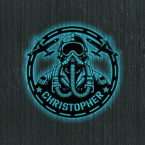 Custom Fighter Pilot Metal Sign With LED Light, Air Force Sign ...