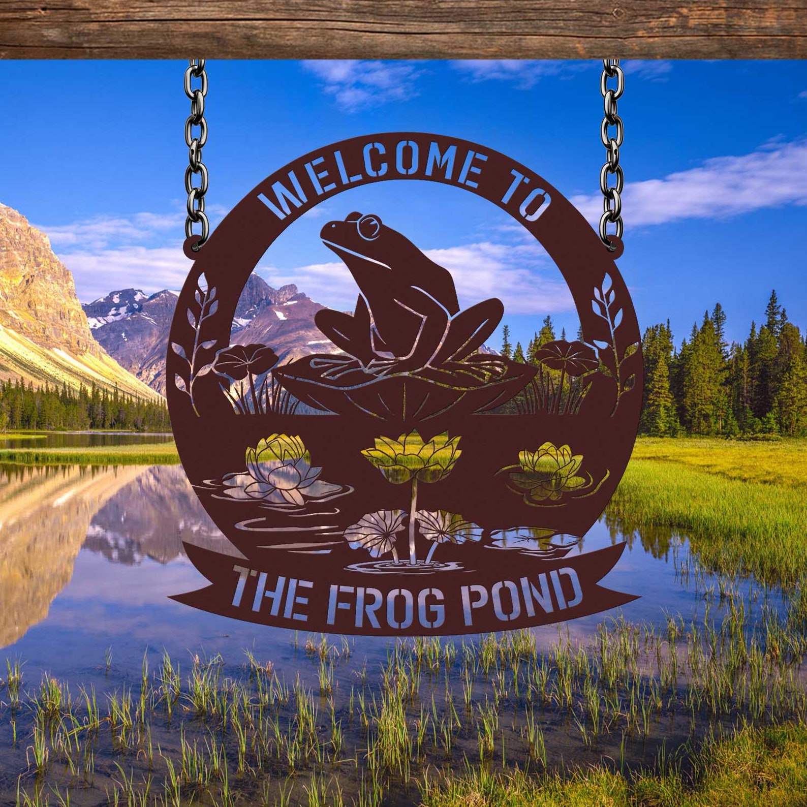 Custom Frog Decor, Frog Metal Sign, Frog Wall Art, Frog Decor, Pond ...