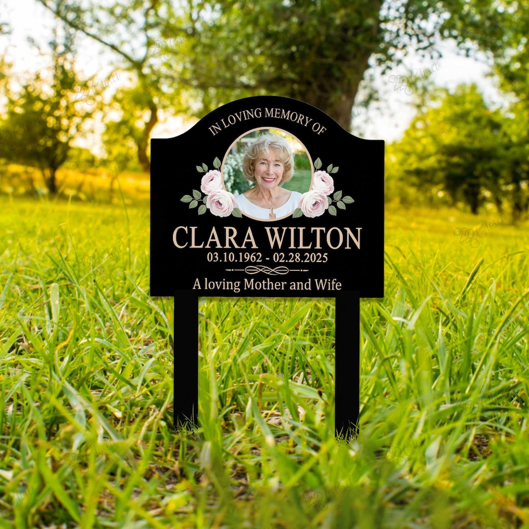 Personalized Memorial Photo Metal Sign, Memorial Photo Grave Marker, in ...