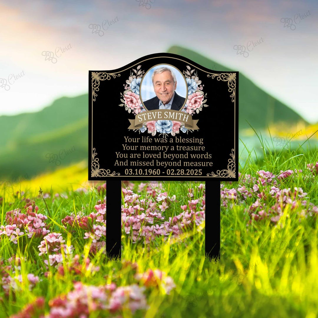 Custom Memorial Sign With Photo, Photo Memorial Plaque, Photo Memorial ...