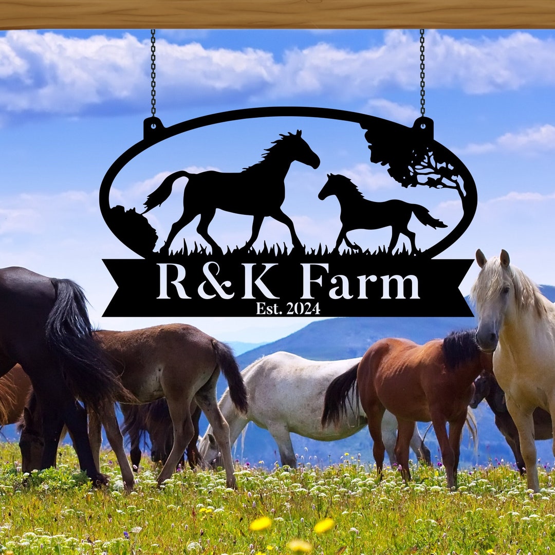 Custom Horse Metal Sign, Personalized Ranch Sign, Barn Sign, Farmhouse ...