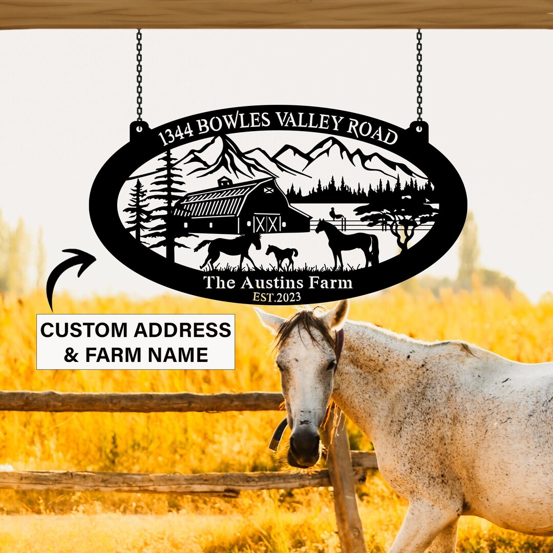 Custom Horses Metal Sign, Horse Ranch Sign, Horse Lover Gift, Farmhouse ...