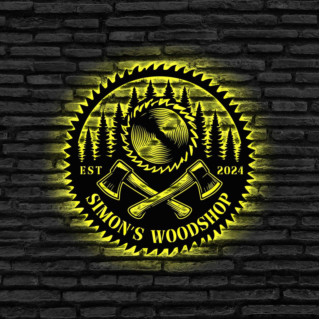 Custom Lumberjack Metal Wall Art With LED Light, Personalized ...