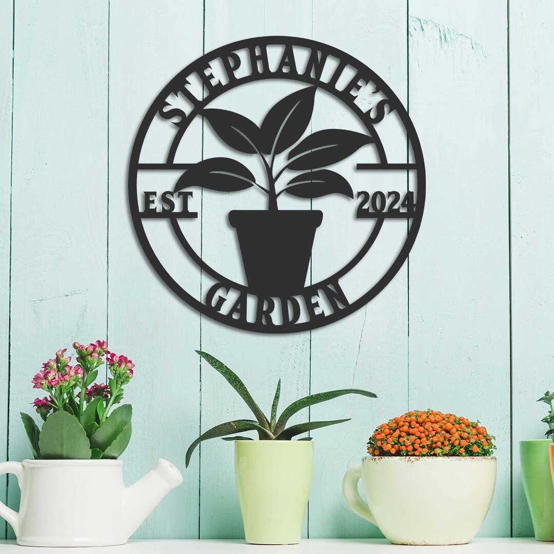 Personalized Metal Garden Sign, Tree Pot Sign, Garden Stake, Gardener ...