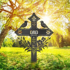 Custom Metal Memorial Cross, Grave Marker, Sympathy Gifts, Remembrance ...