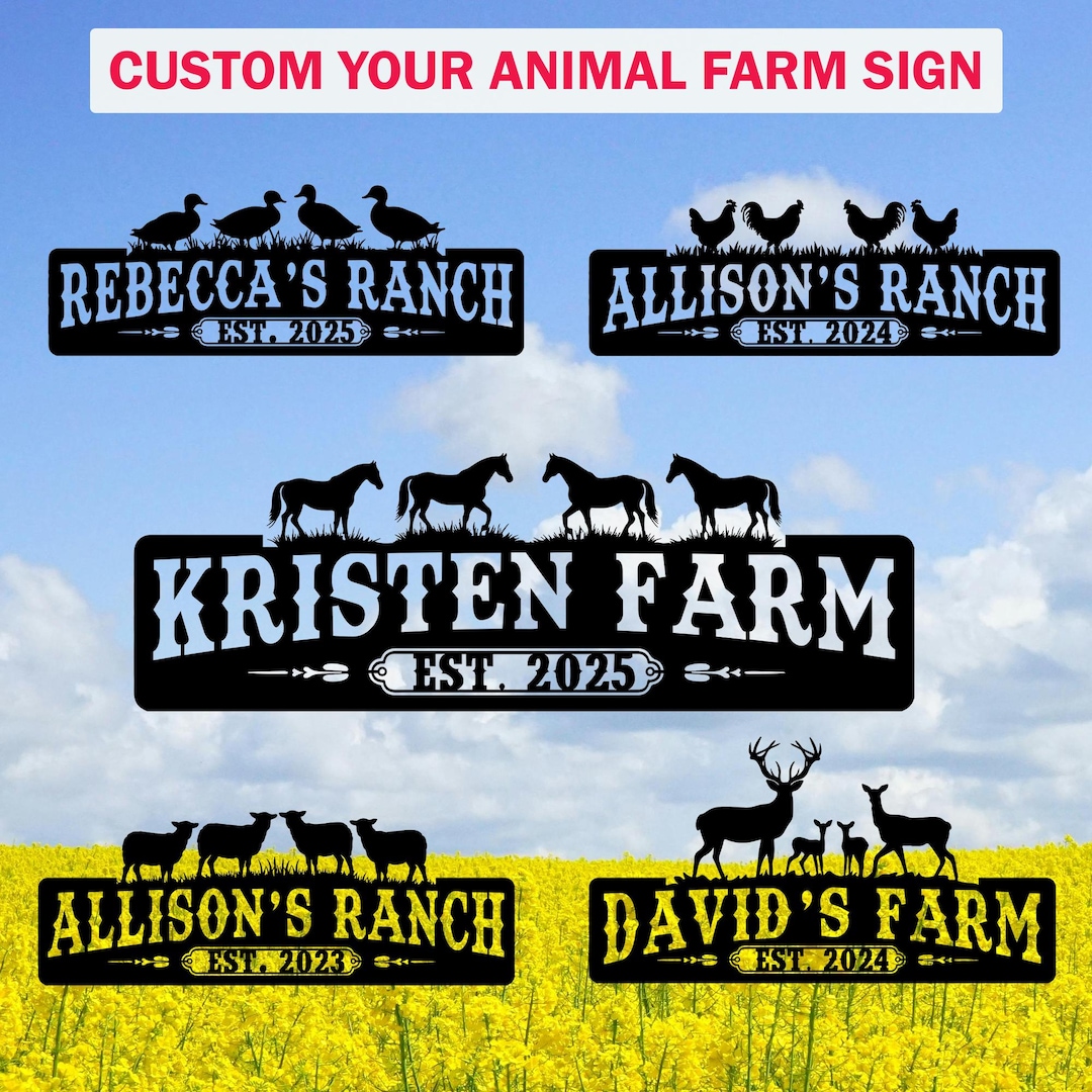 Custom Animal Farm Sign, Personalized Farm Name Sign, Ranch/ Barn Sign ...