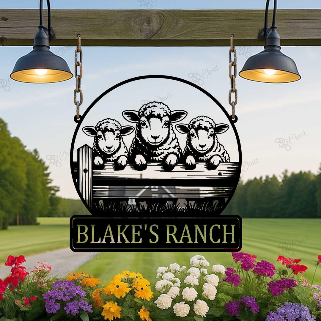Personalized Metal Sheep Sign, Custom Sheep Farm Sign, Farm Animal Sign ...