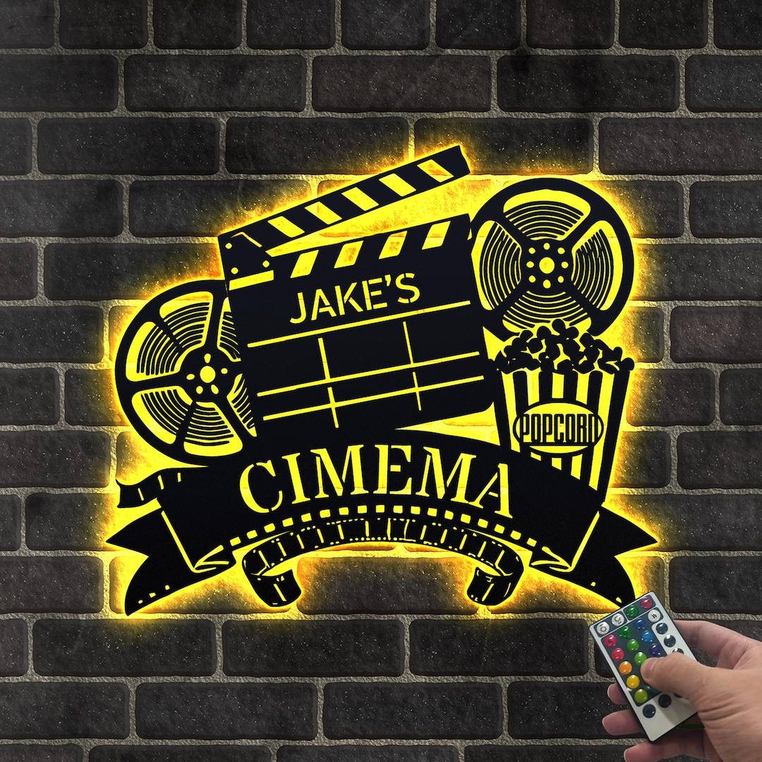 Personalized Movie Theatre Sign With Led Light, Movie Room Metal Wall ...