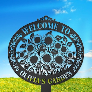 Custom Sunflower Garden Stake, Sunflower Metal Sign, Garden Flower Sign ...