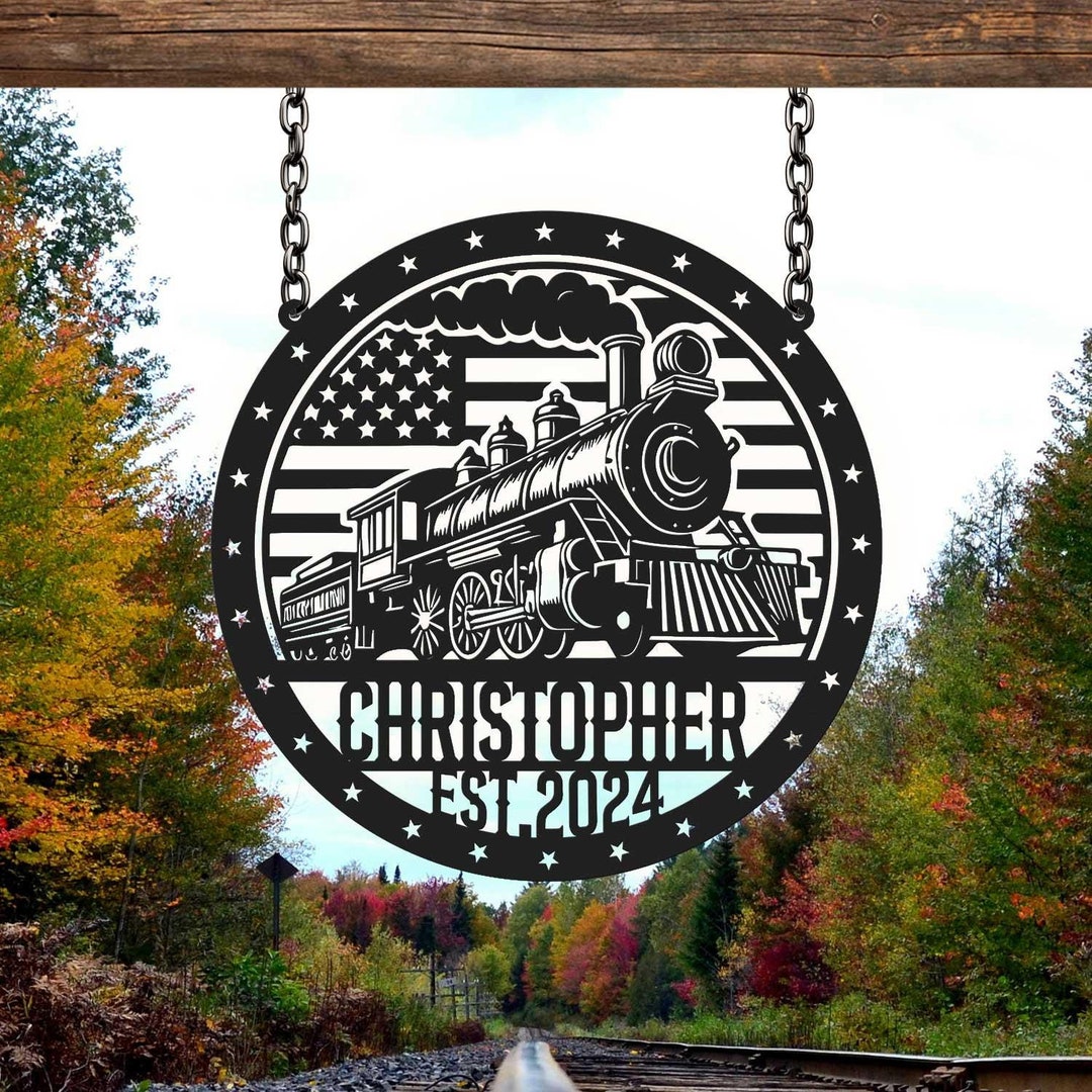 Custom Train Metal Sign, Personalized Railroad Sign, Railroad Wall ...