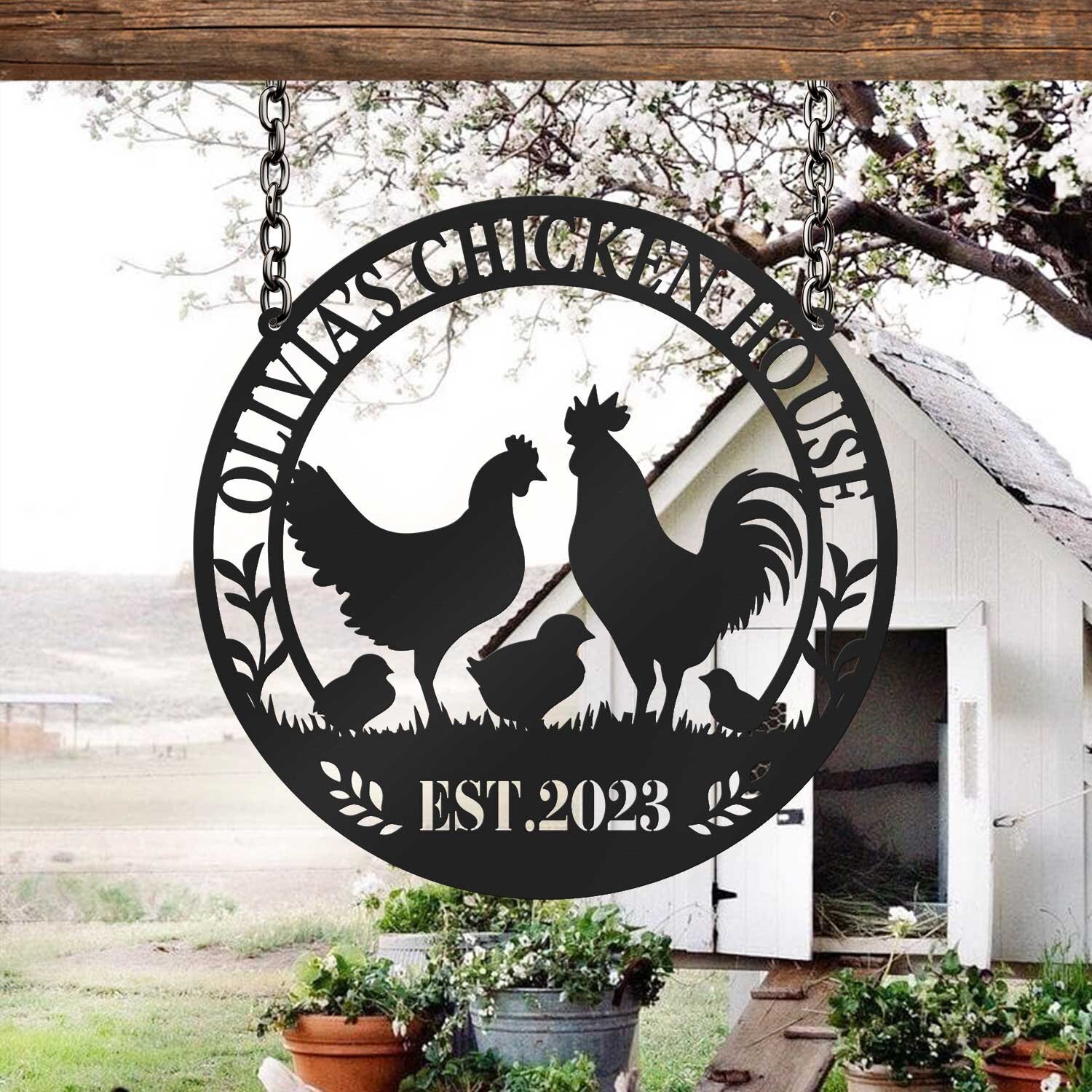Custom Hen House Coop Sign, Chicken Coop Metal Sign, Our Little Coop ...