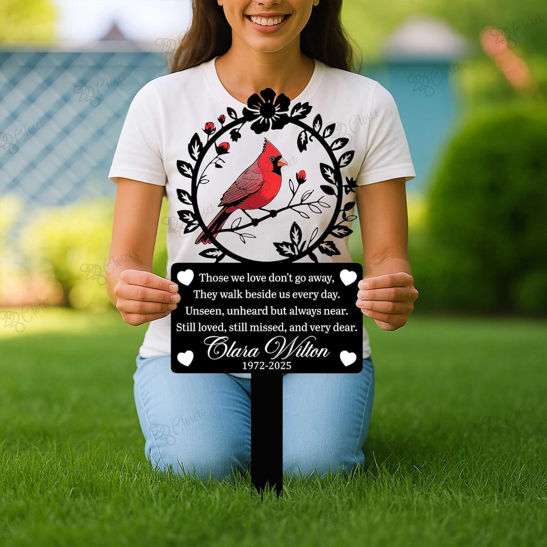 Personalized Couple Cardinal Memorial Sign, Custom Red Bird Grave ...
