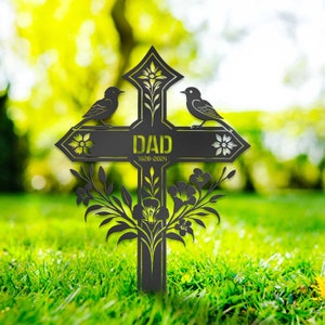 Custom Metal Memorial Cross, Grave Marker, Sympathy Gifts, Remembrance ...