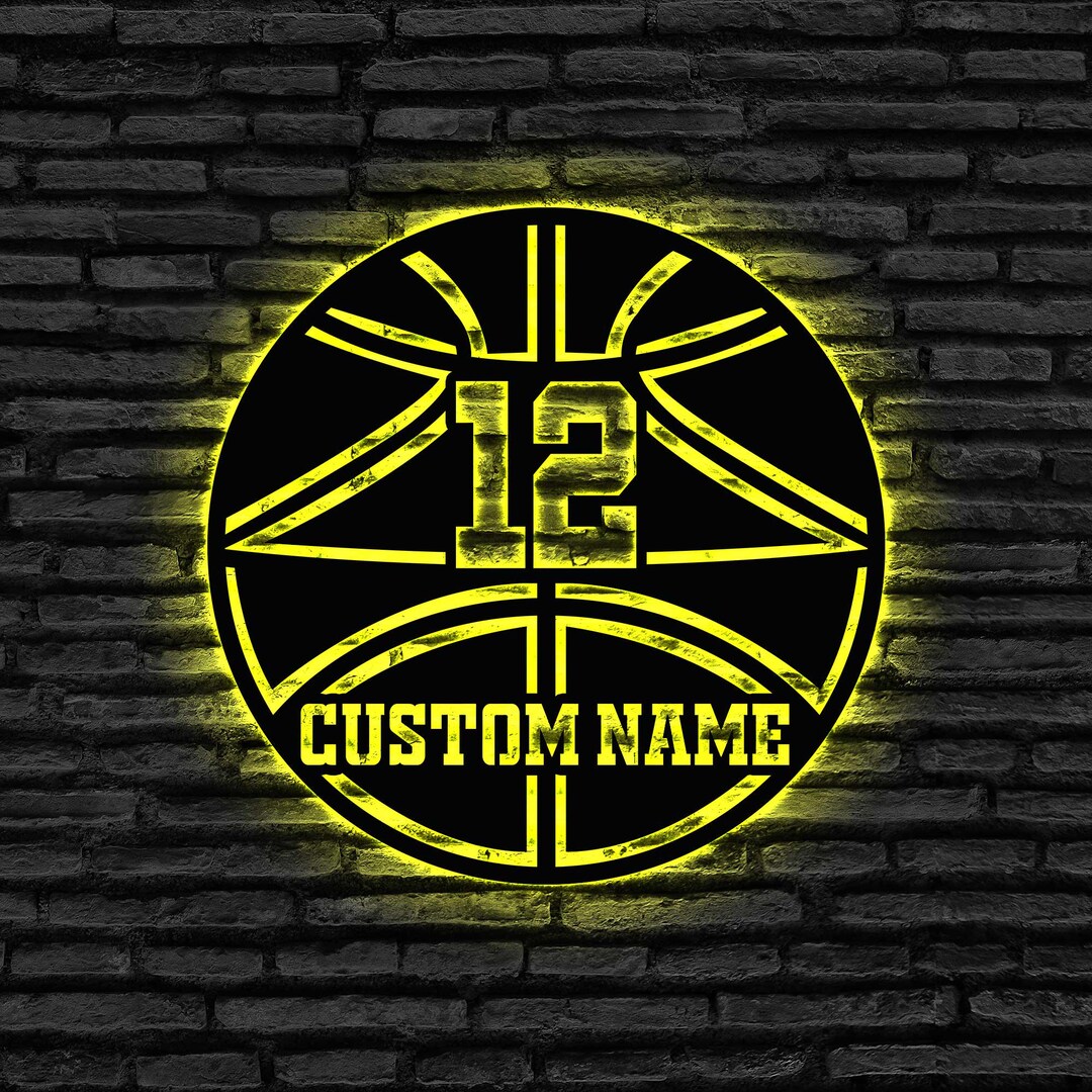 Personalized Basketball Metal Wall Art With Led Lights, Basketball ...