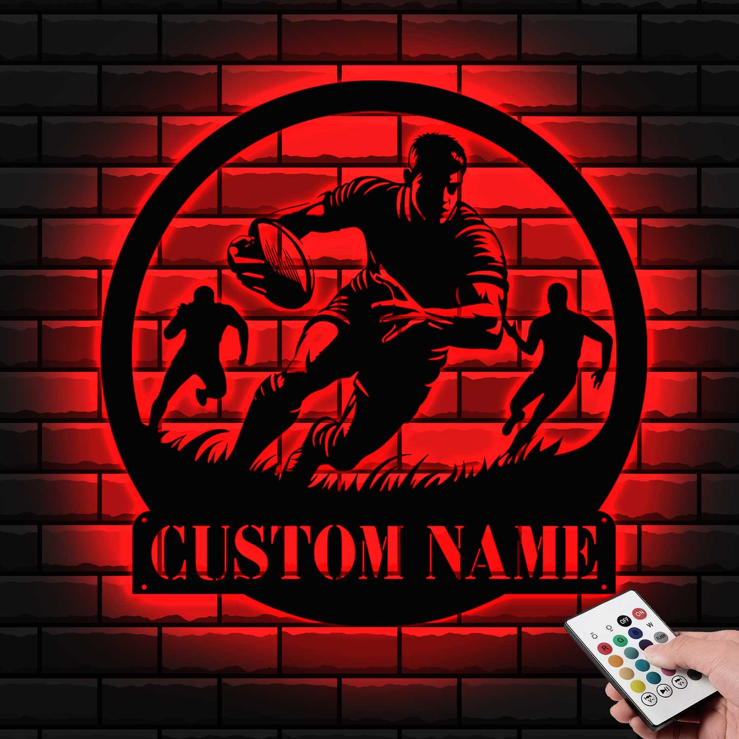Custom Rugby Metal Wall Art With LED Lights, Rugby Metal Sign, Rugby ...