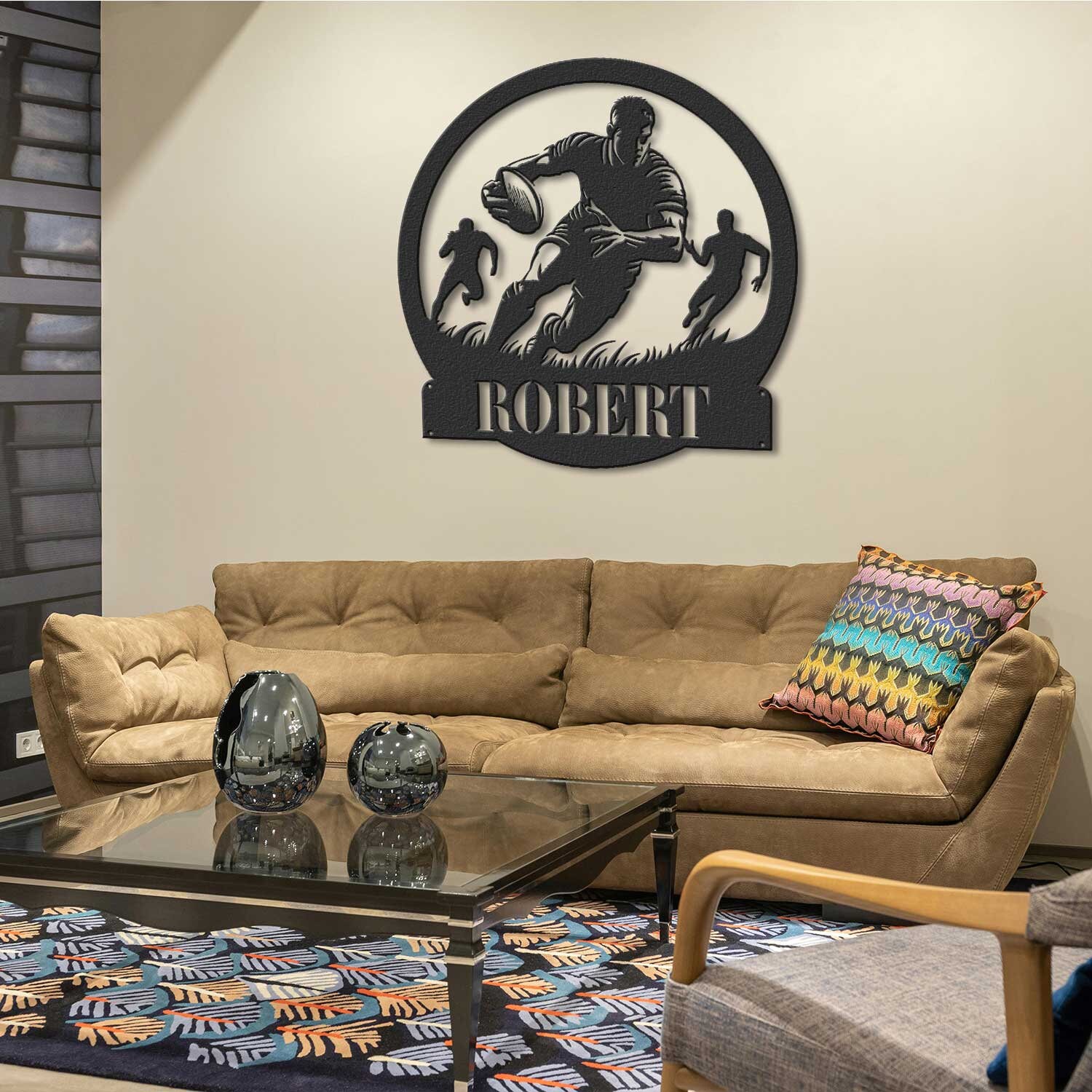 Custom Rugby Metal Wall Art With LED Lights, Rugby Metal Sign, Rugby ...