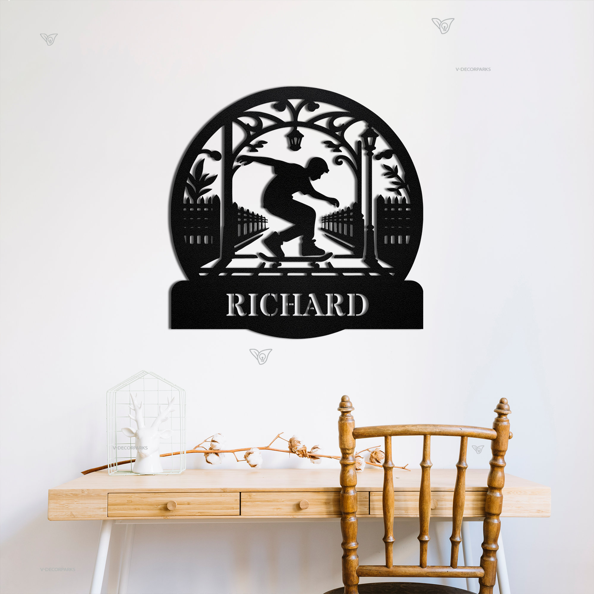 Custom Skateboard Metal Sign With LED Lights, Skateboard Sign ...