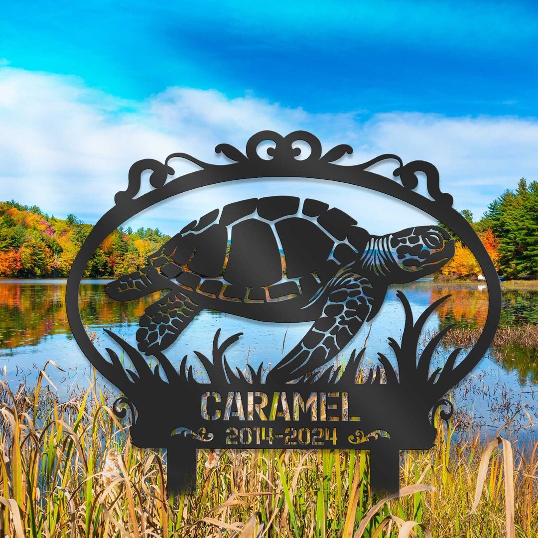 Personalized Turtle Stake, Memorial Turtle Sign, Turtle Decor, Pond ...