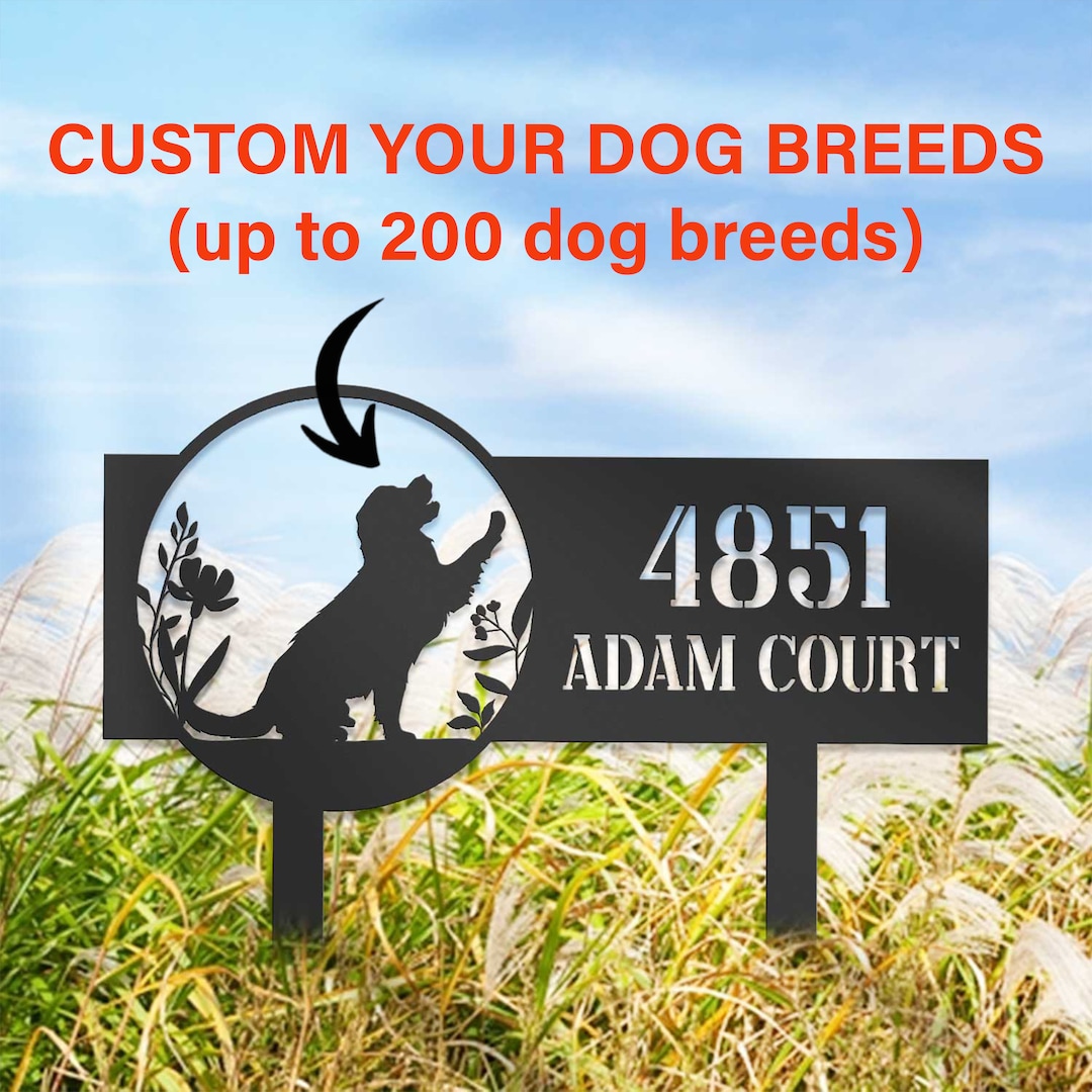 Custom Metal Dog Address Stake, Every Dog Breed Address Sign ...