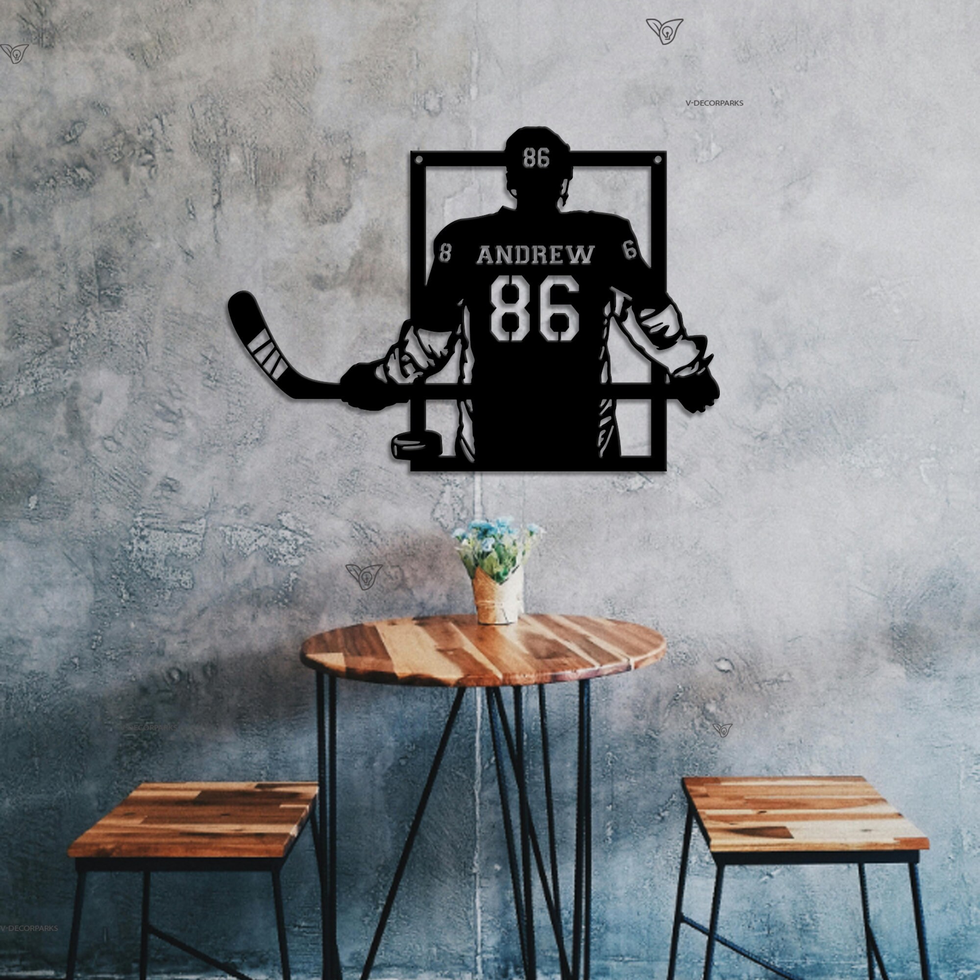 Custom Hockey Metal Sign With Led Light, Hockey Wall Decor, Hockey ...