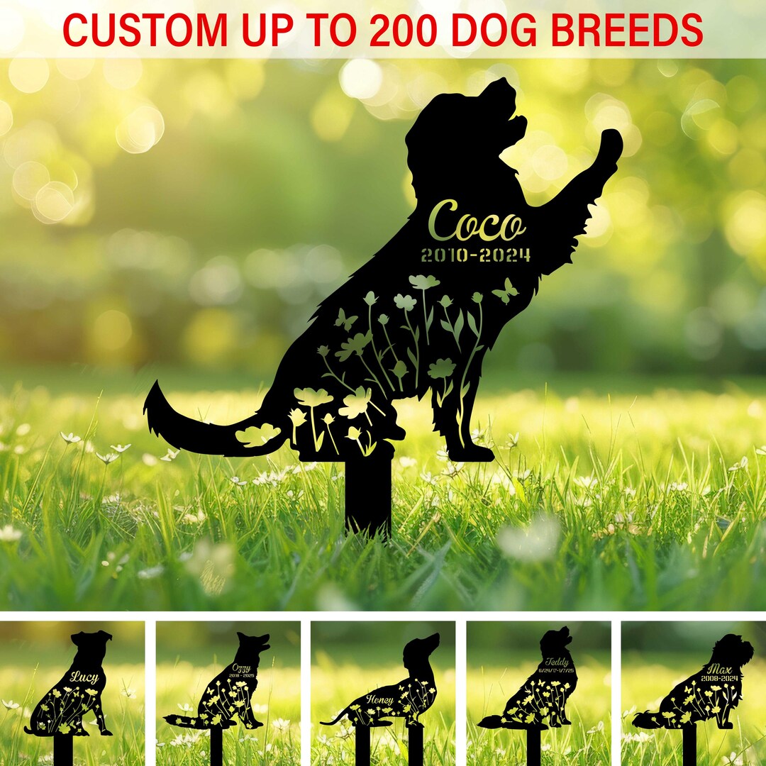 Custom Dog Grave Marker, Pet Memorial Sign, Dog Breed Gift, Dog ...