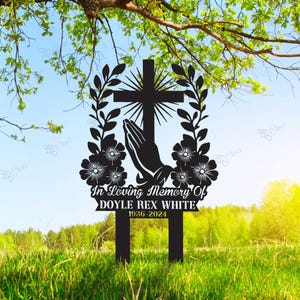Metal Memorial Cross Personalized,cross Memorial Sign, Custom Cross ...