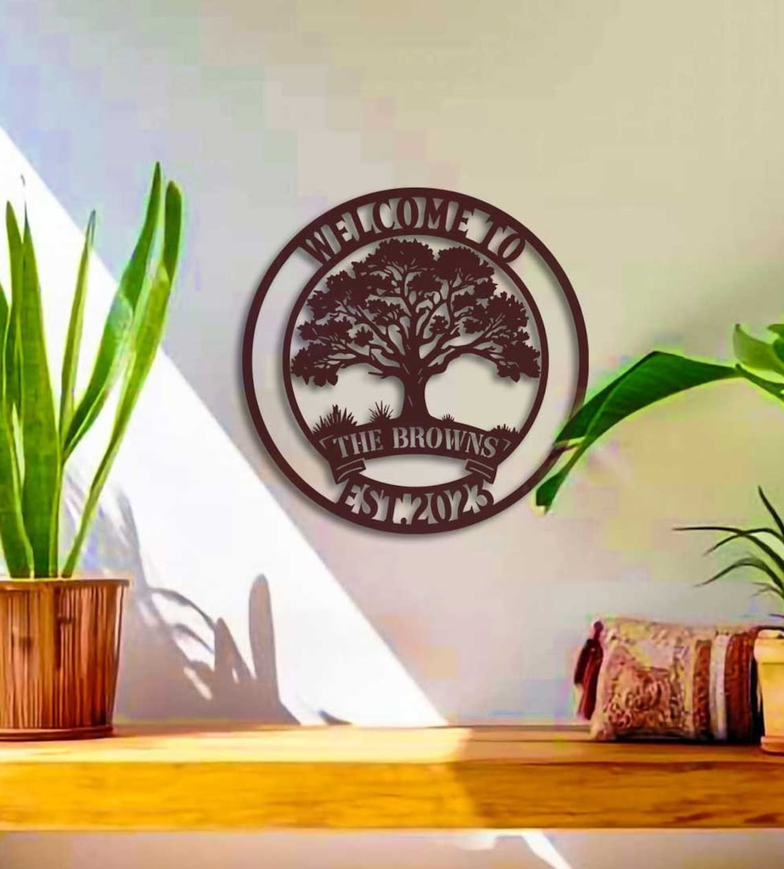 Custom Oak Tree Metal Wall Art, Oak Tree Metal Sign, Family Name Sign ...
