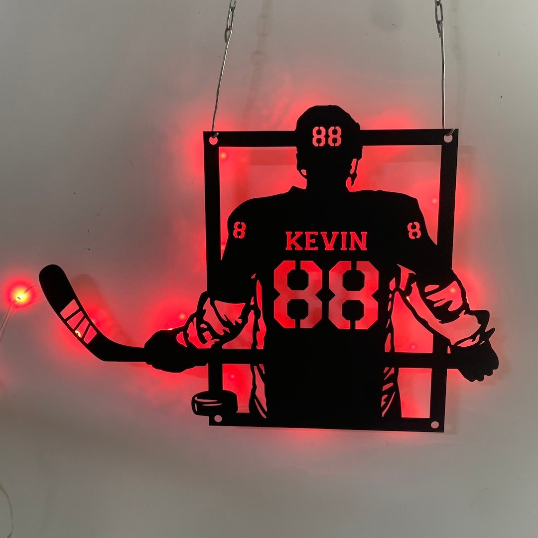 Custom Hockey Metal Sign With Led Light, Hockey Wall Decor, Hockey ...