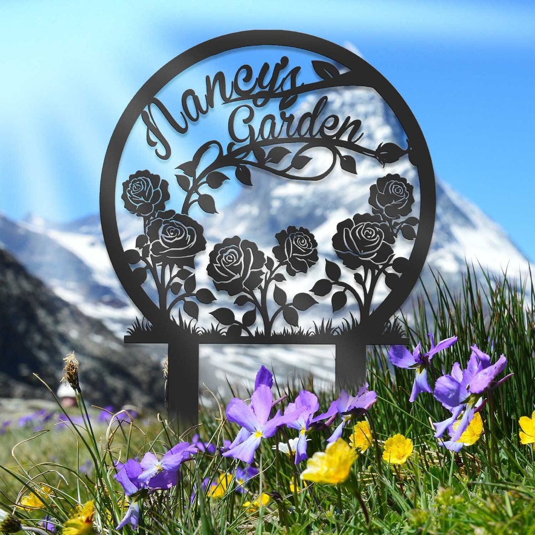 Custom Rose Garden Stake, Rose Metal Sign, Garden Flower Sign, Custom ...