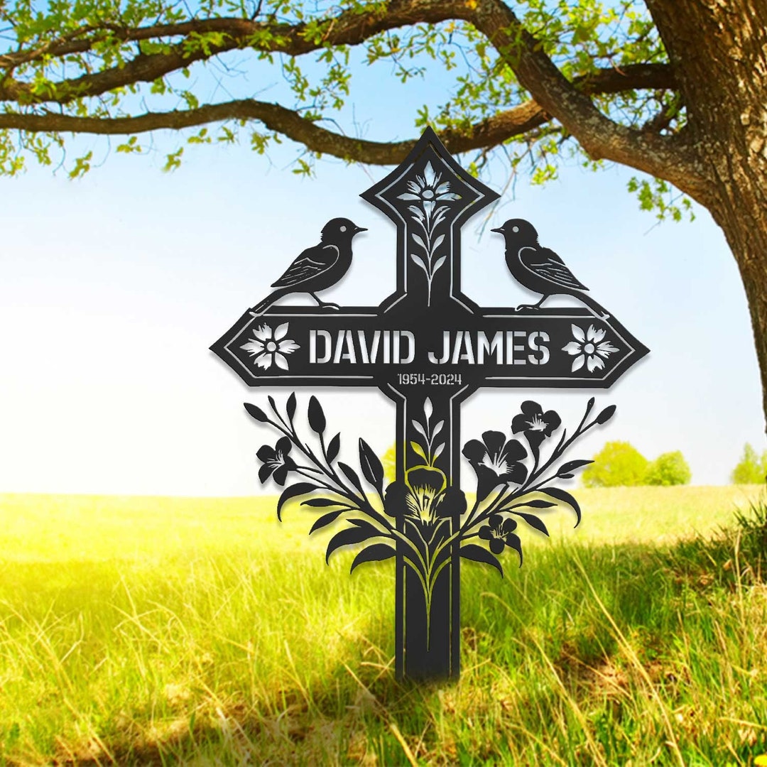 Custom Metal Memorial Cross, Grave Marker, Sympathy Gifts, Remembrance ...