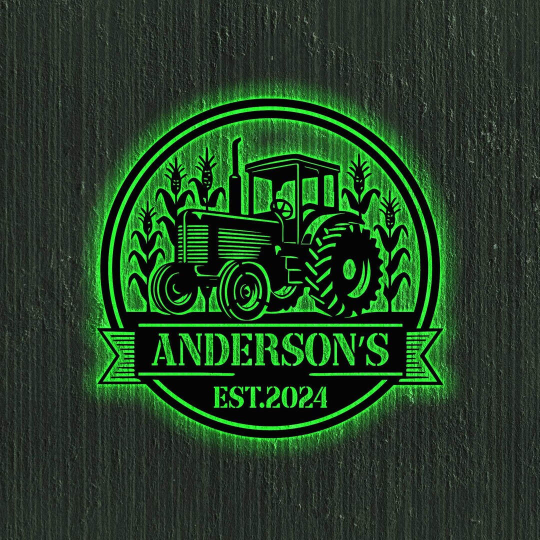 Custom Tractor Metal Wall Art With Led Lights, Personalized Tractor ...