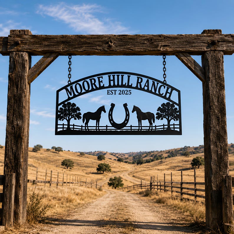 Personalized Horse Metal Farm Sign,horse Ranch Custom,last Name Signs ...