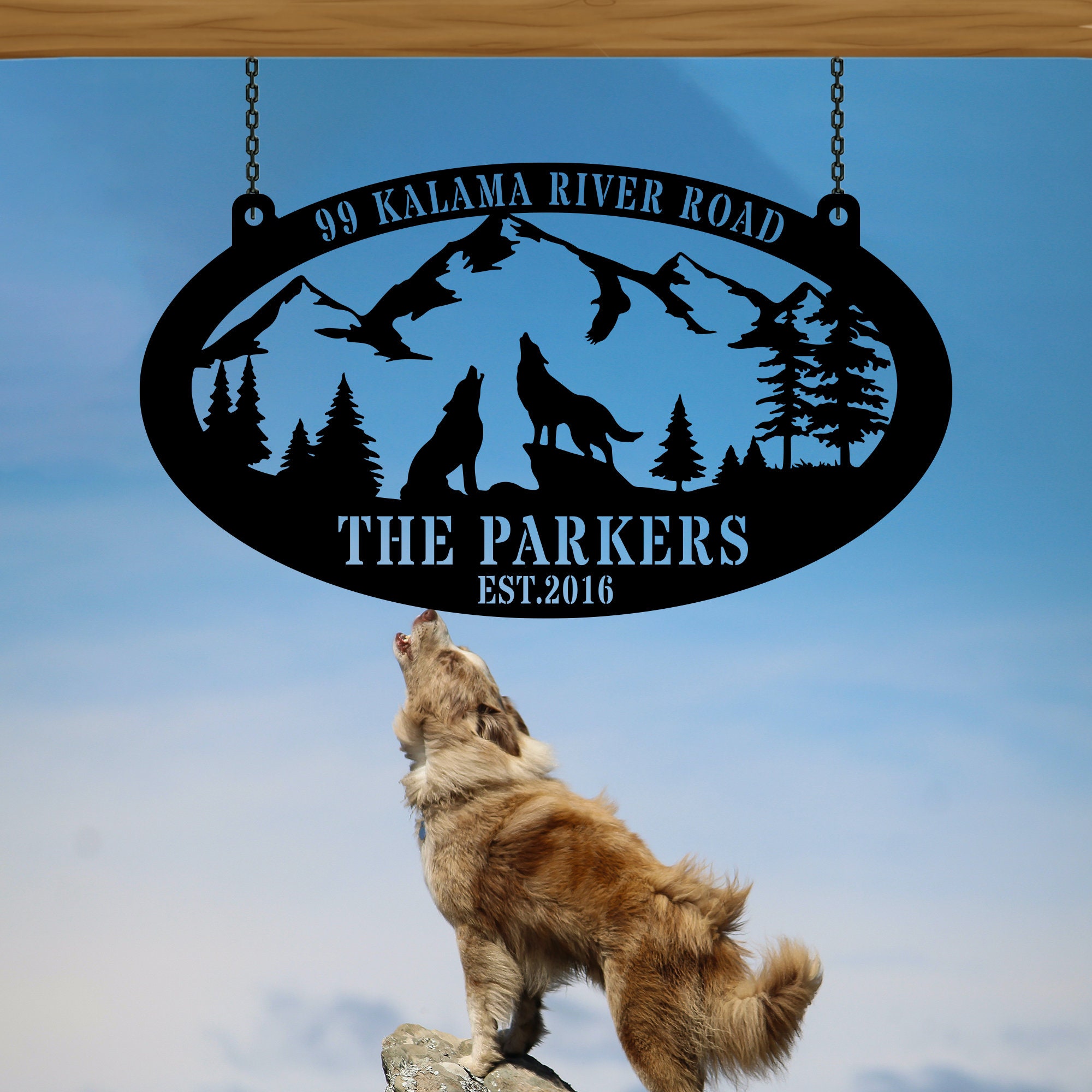 Custom Howling Wolf Sign, Wolf Wall Art, Animal Sign, Personalized ...