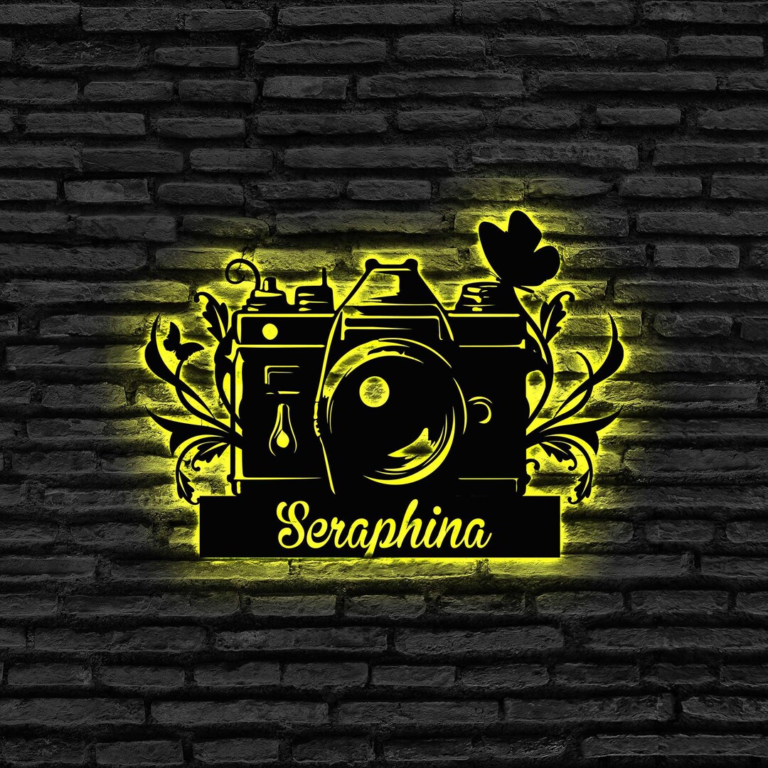 Custom Camera Name Sign Sign With Led Light, Personalized Photographer ...