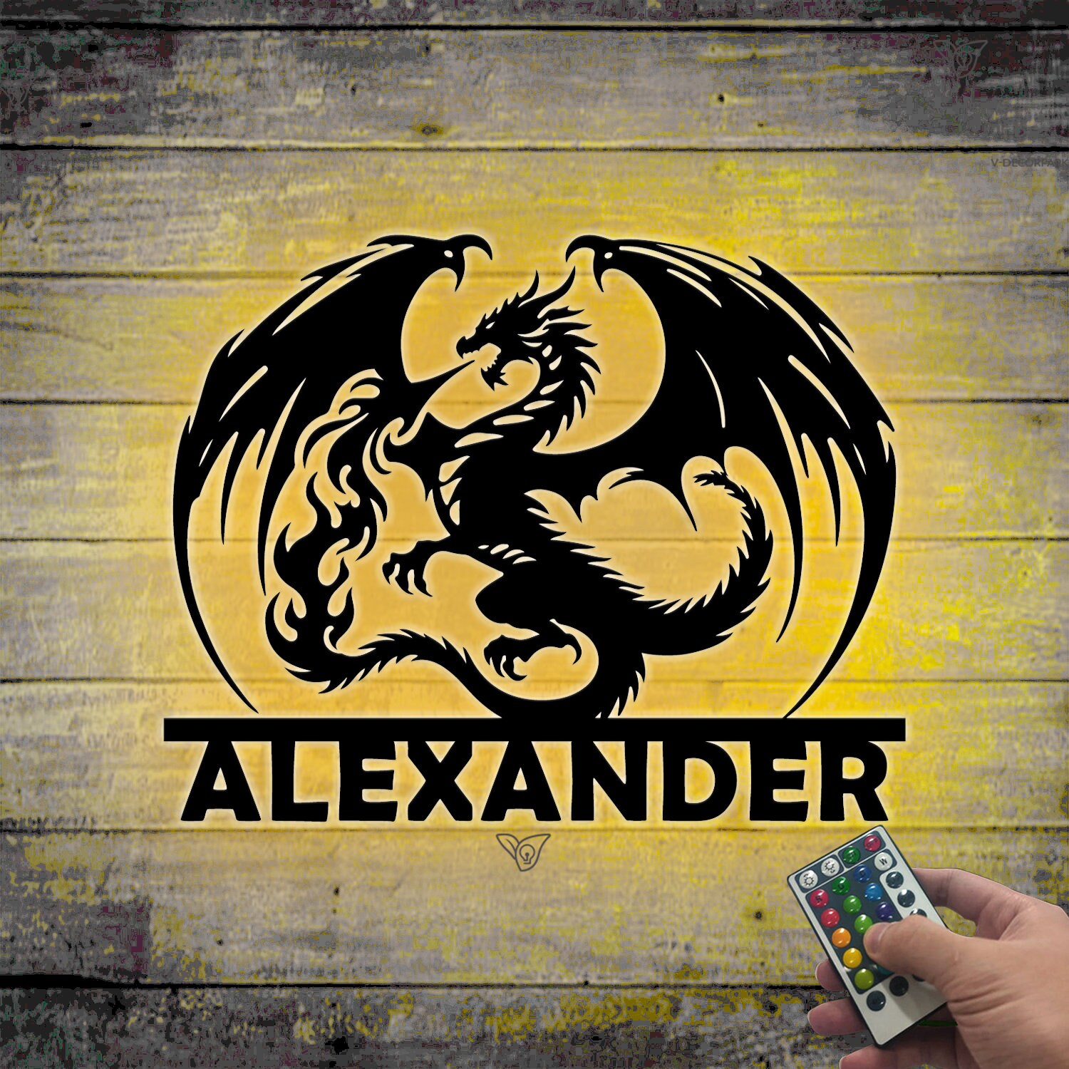 Custom Dragon Metal Wall Art With LED Lights, Dragon Metal Sign, Dragon ...