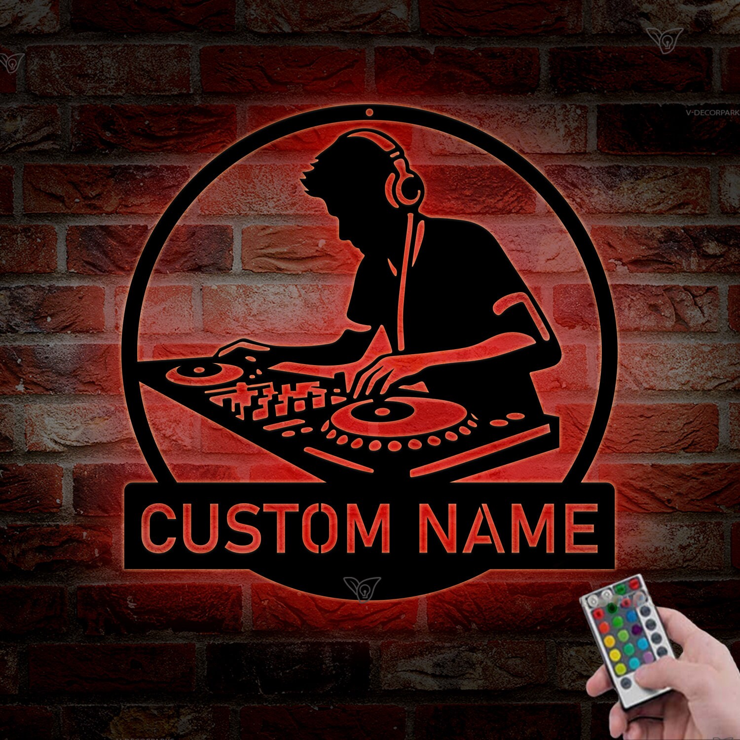 Custom DJ Metal Wall Art With Led Lights, Personalized Deejay Name Sign ...