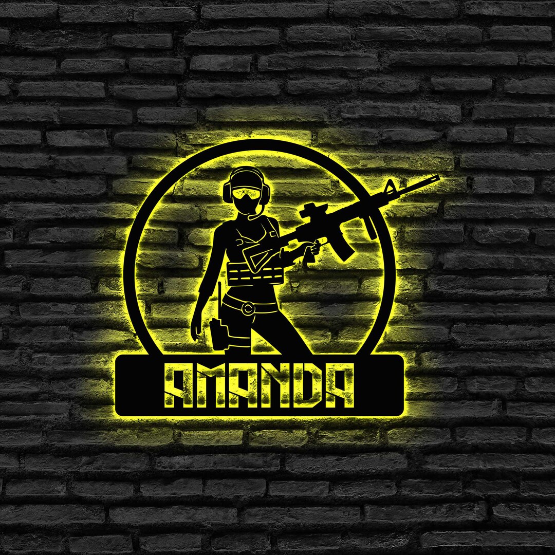 Custom Shooting Metal Wall Art LED Light, Personalized Female Shooter ...