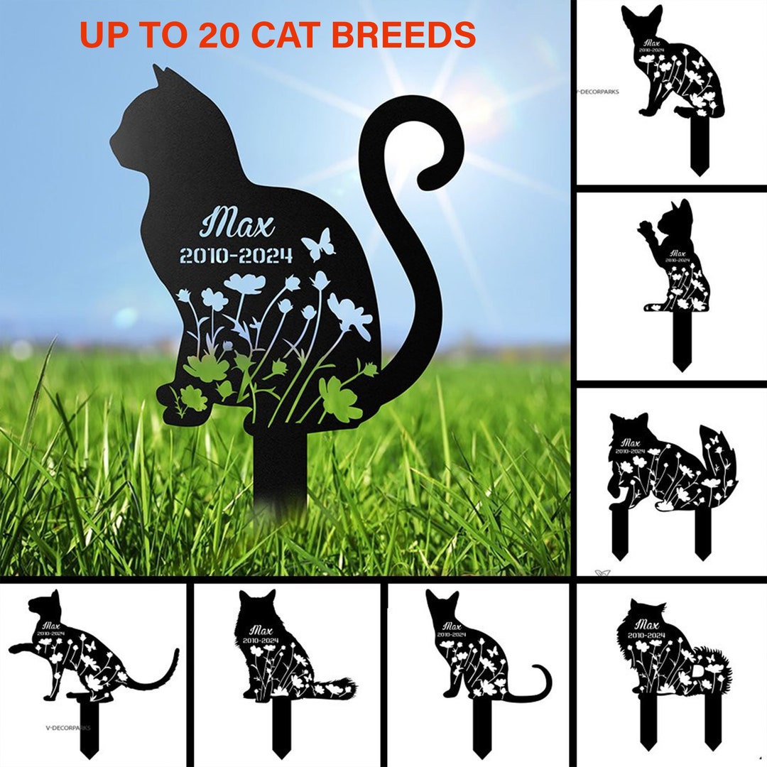 Custom Cat Garden Memorial Stake, Cat Memorial Plaque, Cat Grave Marker ...