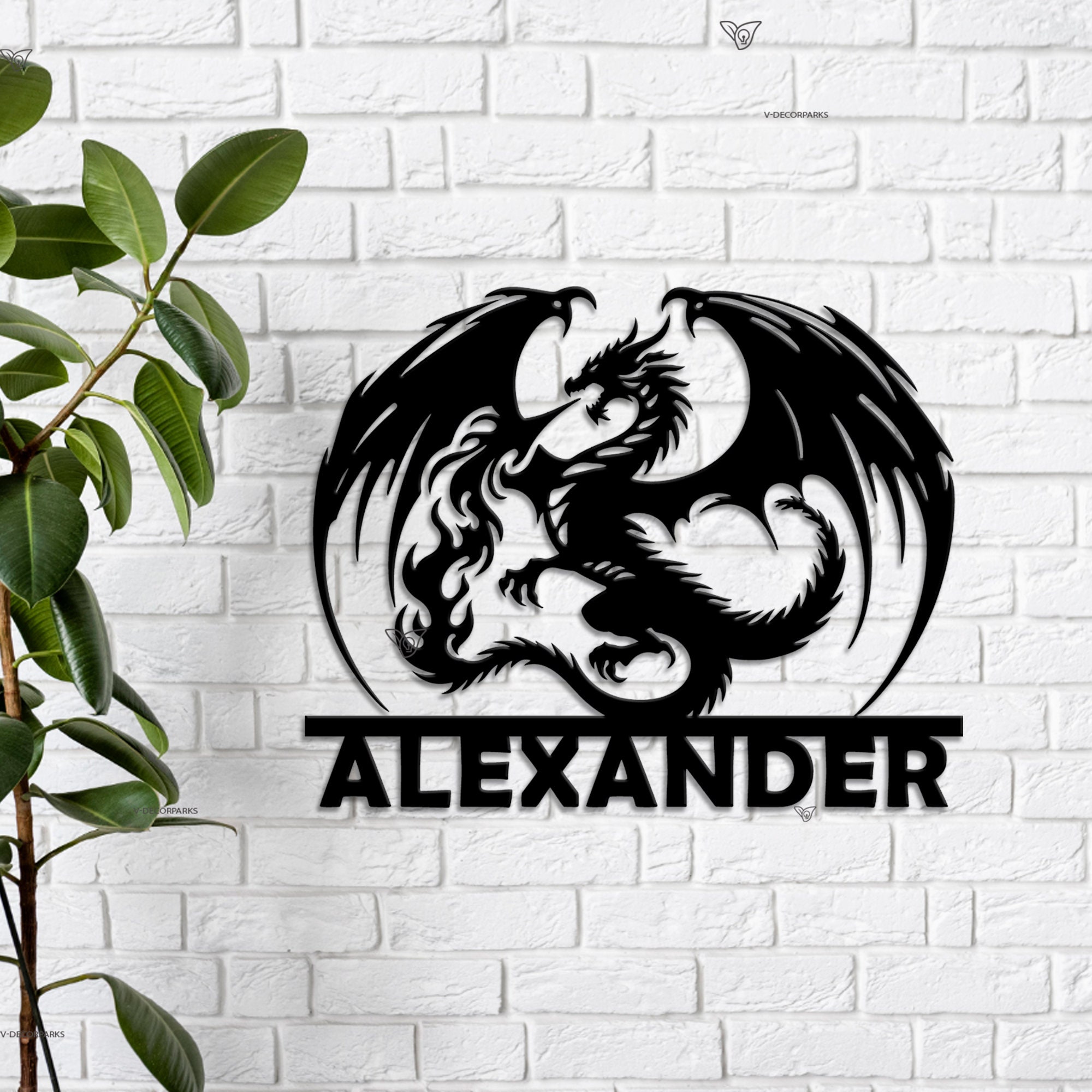 Custom Dragon Metal Wall Art With LED Lights, Dragon Metal Sign, Dragon ...