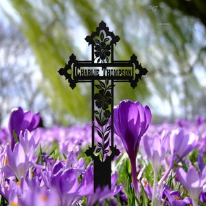 Personalized Memorial Metal Cross Stake, Grave Marker, Sympathy Gifts ...