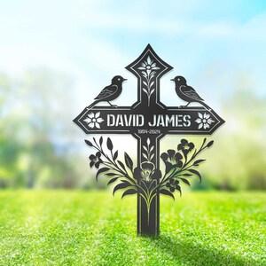 Custom Metal Memorial Cross, Grave Marker, Sympathy Gifts, Remembrance ...