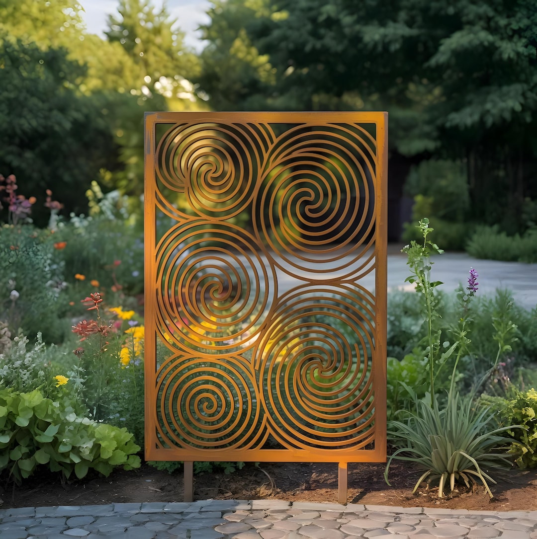 Rustic Spiral Metal Garden Panel, Landscape Design, Outdoor Garden ...
