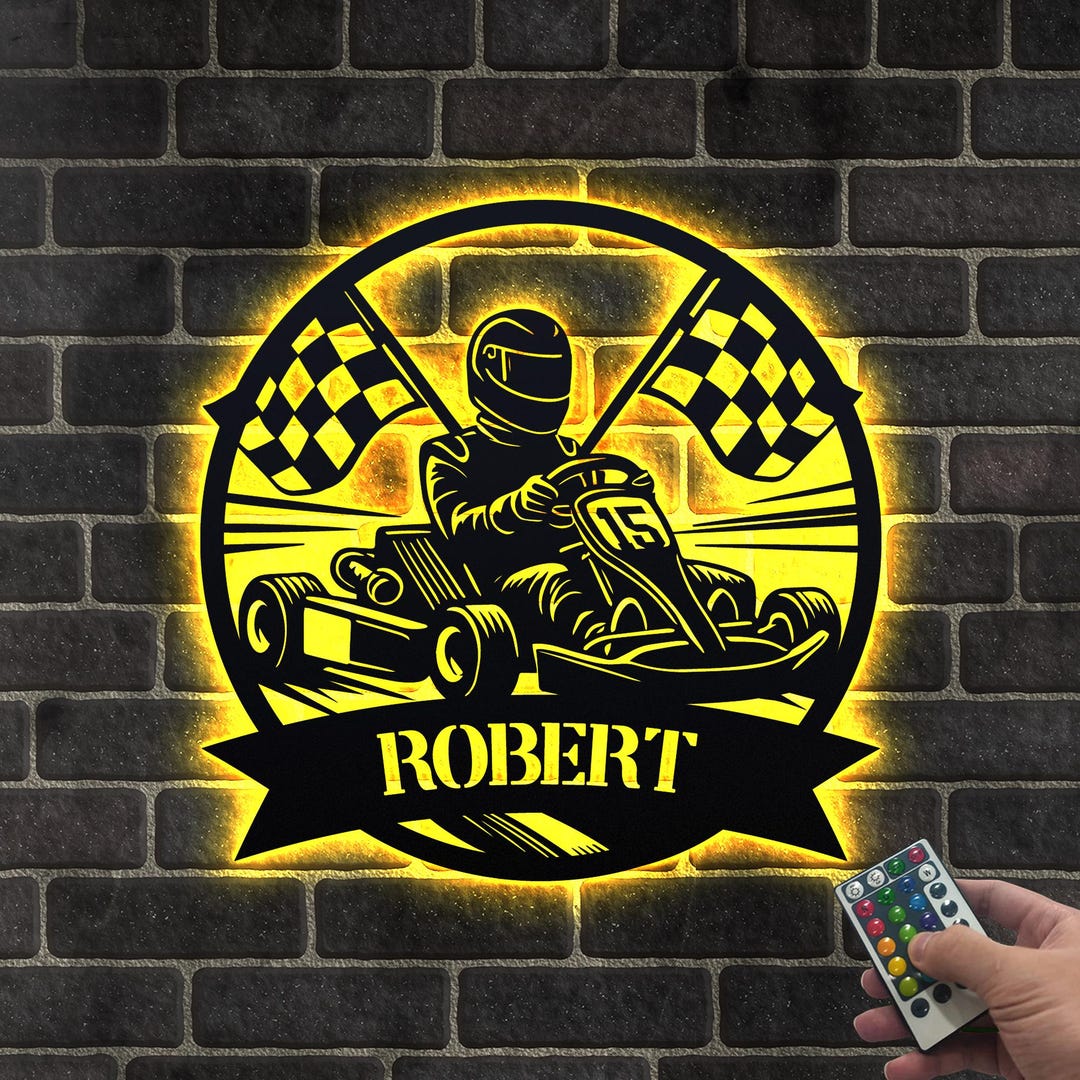 Personalized Go Kart Racing Metal Sign With LED Light, Custom Go Kart ...