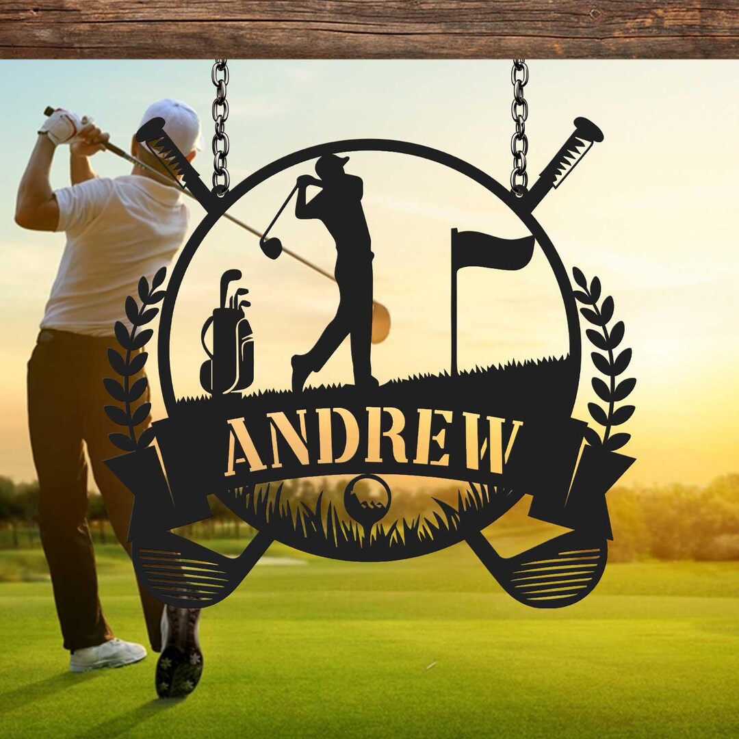 Personalized Golf Monogram Metal Sign, Golf Wall Art Decor, Custom Golf ...