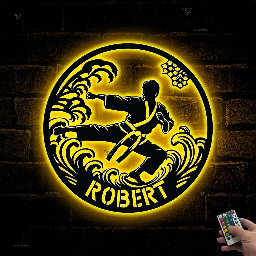 Custom Boy Karate Martial Arts Metal Sign With LED Light, Martial Arts ...
