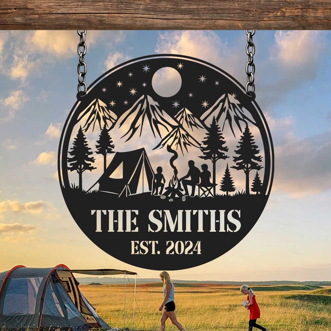 Personalized Family Camping Sign, Camping Metal Sign, Campsite Sign, Camping Gift, Campsite Sign ...