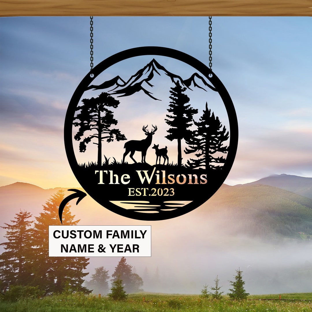 Custom Deer Metal Sign, Cabin Decor, Deer Hunter Gift, Personalized ...