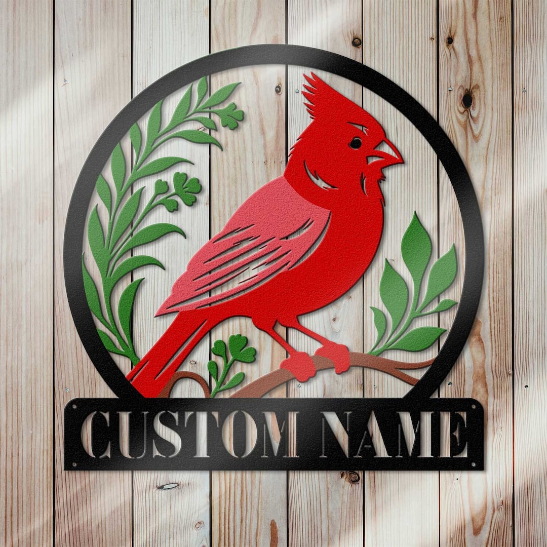 Custom Cardinals Metal Sign, Bird Lovers Gift, Cardinal Wall Decor ...